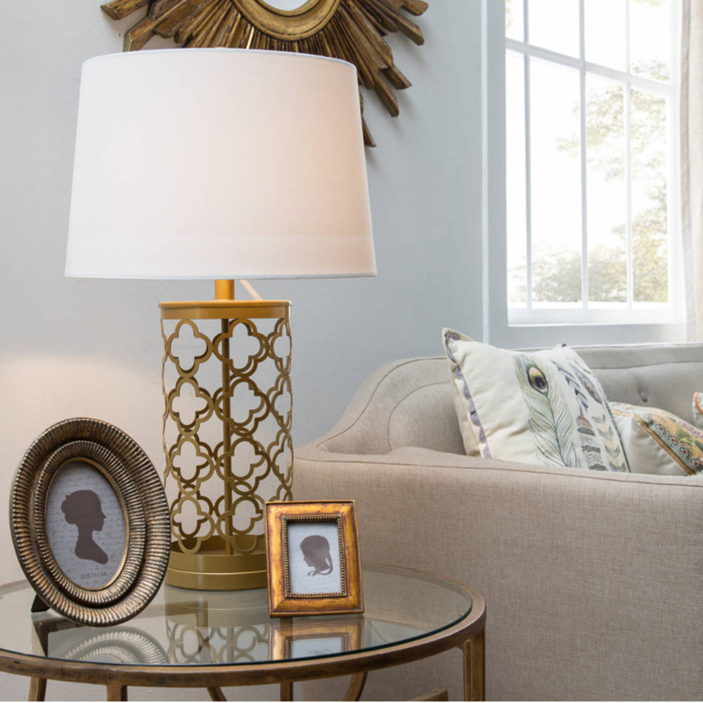 Majestic Gold Lamp with beautiful criss-cross design – Nook and Cranny